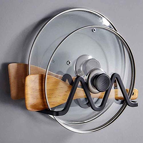 WUDILU Wall-Mounted Space Aluminum Drying Pan Pot Rack Cover Lid Rest Stand Spoon Holder Kitchen Tool