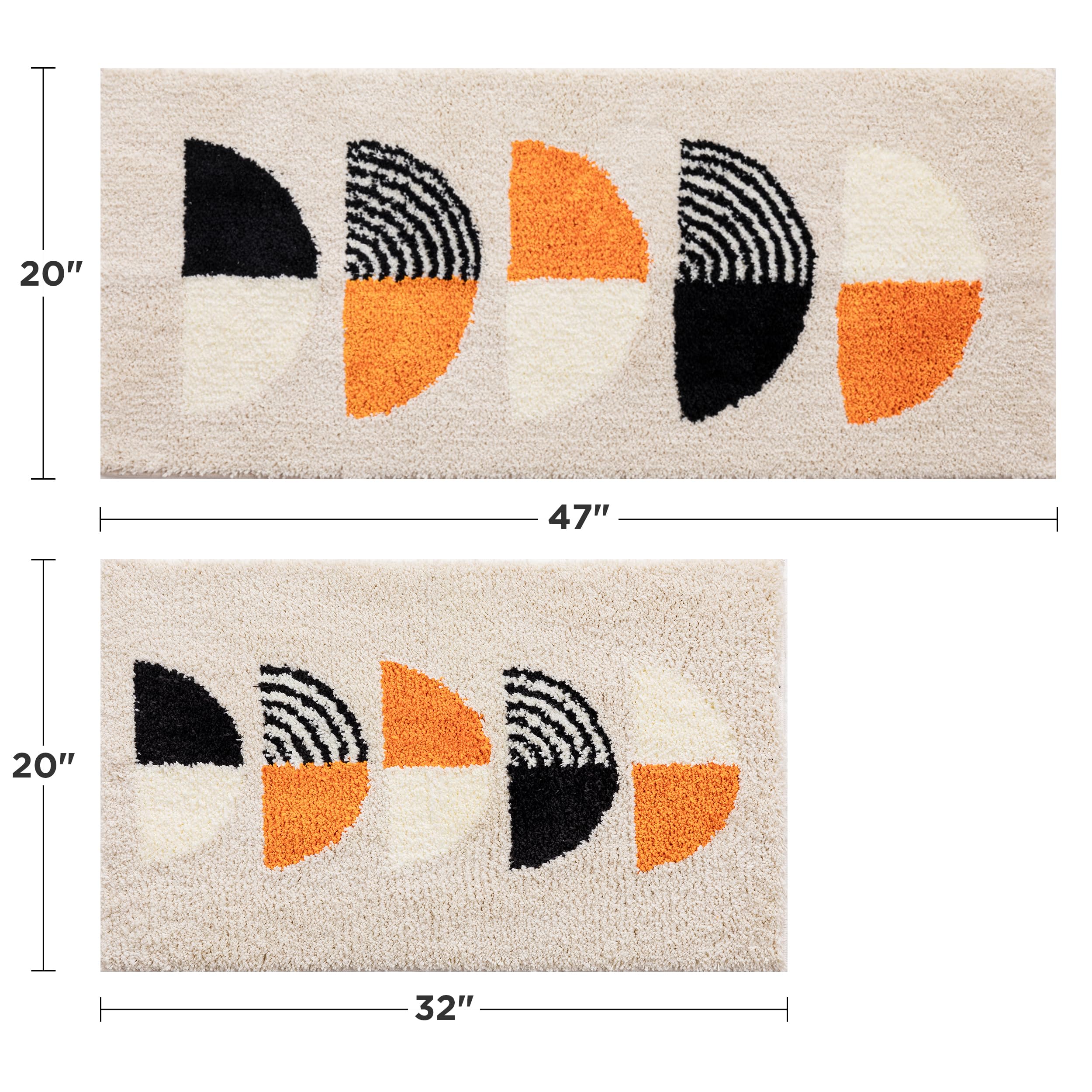 UBTKEY Boho Bathroom Rug Runner 20" x 32", Non Slip Washable Bohemian Bath Mat Water Absorbent Boho Shower Rug for Tub, Shower, Bathroom, Bedside (20" x 32")