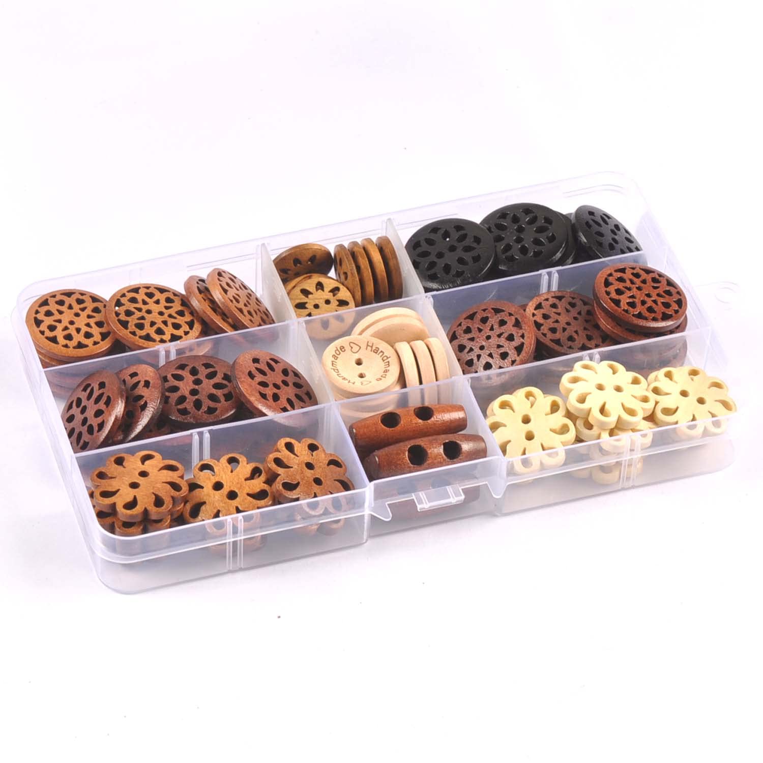 Vintage Wooden Buttons Garment Sewing Accessories Handmade DIY Crafts Supplies Kits 86pcs
