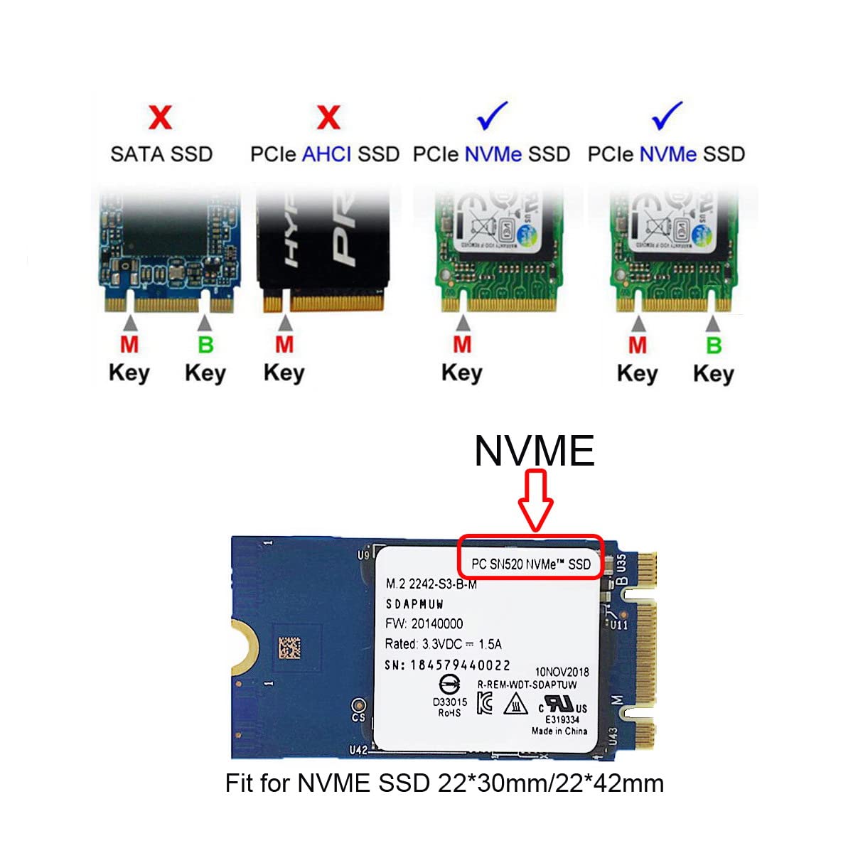 xiwai M.2 NGFF M-Key NVME SSD Convert Card fit for 2016 2017 13" A1708 A1707 A1706