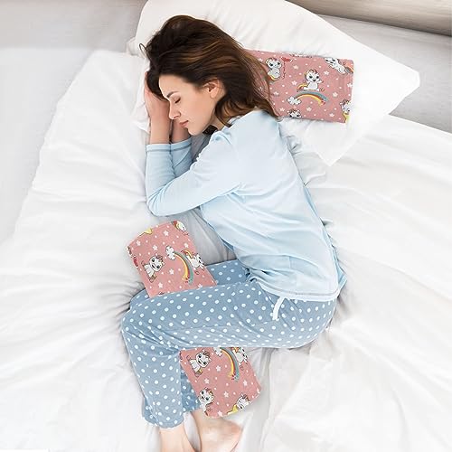 Vnurnrn Unicorns Neck Support Pillow Round Neck Roll Bolster Cylinder Pillow Cervical Pillows Knee Pillow for Leg Knee Back Head Support for Camp Study Work Men