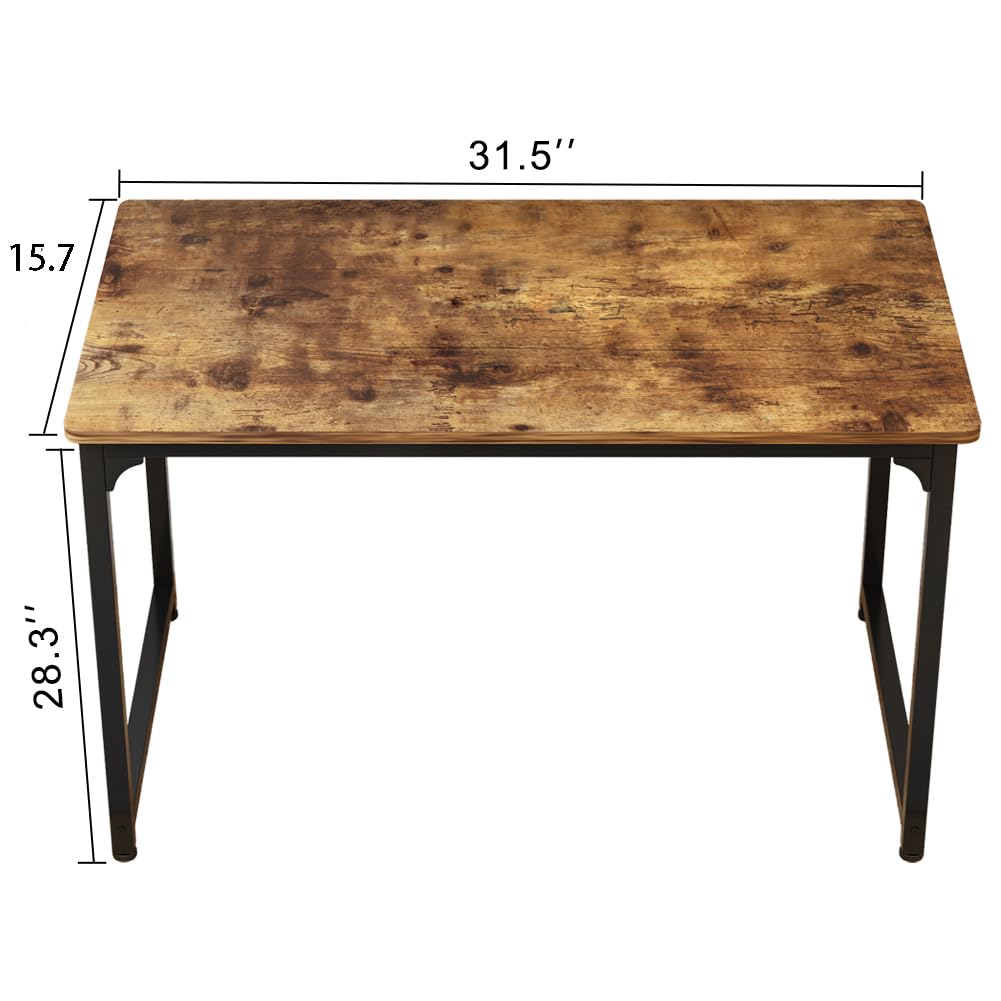 WUGO Computer Desk 31.5" Home Office Writing Table for Small Spaces,Modern Simple PC Desk for Work Study Gaming,Workstation,Brown
