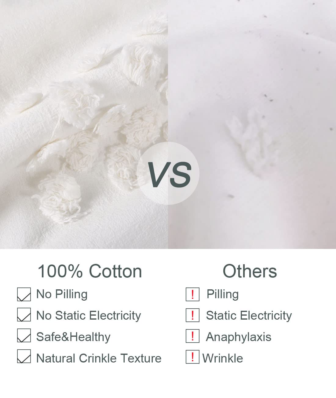 YINFUNG Textured Duvet Cover Tufted Ivory Boho Cotton Queen Cream Off White Textured Diamond Moroccan Clipped Boho Chic Geo 3 Piece Bedding Set Bohemian 90x90 Quilt Cover