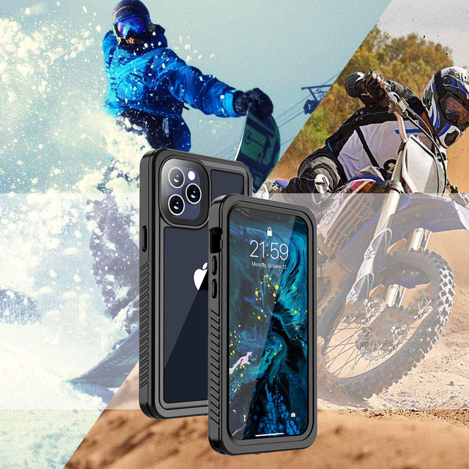 YESHON for iPhone 12 Pro Max Case, iPhone 12 Pro Max Waterproof Case, Built-in Screen Protector Full Sealed Cover, Shockproof IP68 Waterproof Clear Case for iPhone 12 Pro Max 6.7 inch (2020 Released)
