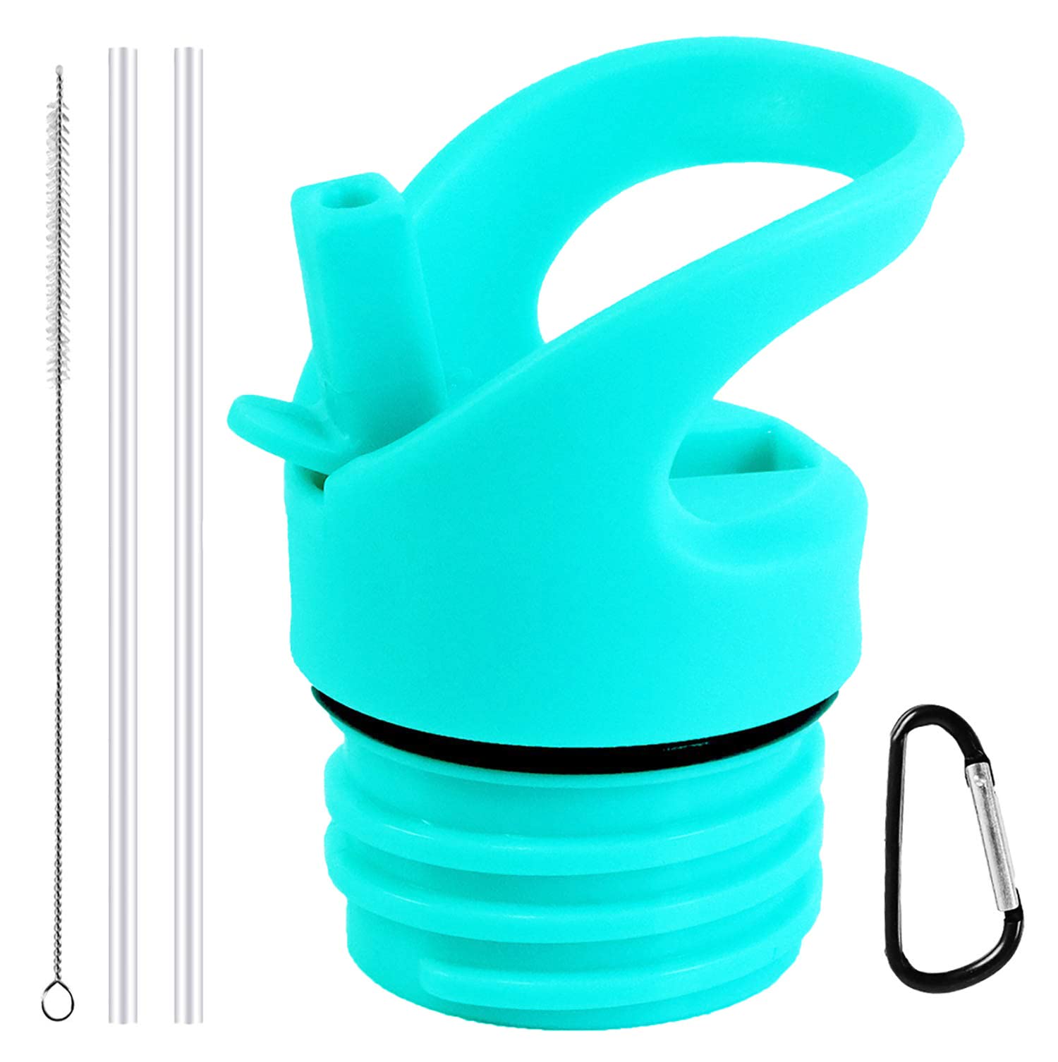 XACIOA Straw Lid Compatible for Hydro Flask Standard Mouth Bottle & Simple Modern Narrow Bottle, Compatible with Hydroflask 18 21 24oz Bottle,with Straws + Brushs +Carabiner