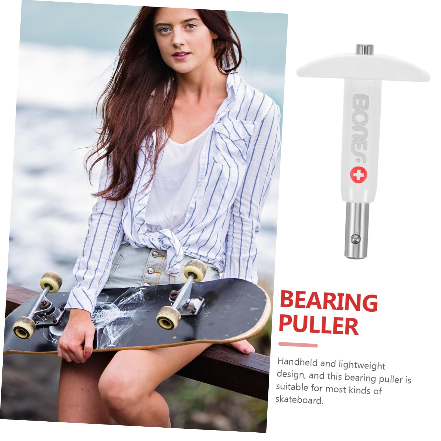 TIDTALEO Skateboard Remover Metal Bearing Pullers Hub Puller Skateboard Bearings Remover Tool Roller Skate Bearing Tools Roller Skating Accessories Wheel Driver White Stainless Steel