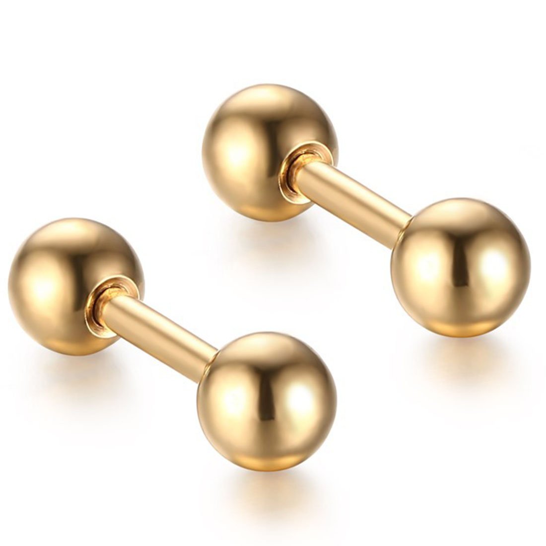 Tanyoyo 4mm Surgical Stainless Steel Ear Piercing Studs Earrings sets 5 Pair Mixed Colors High Polished 16G