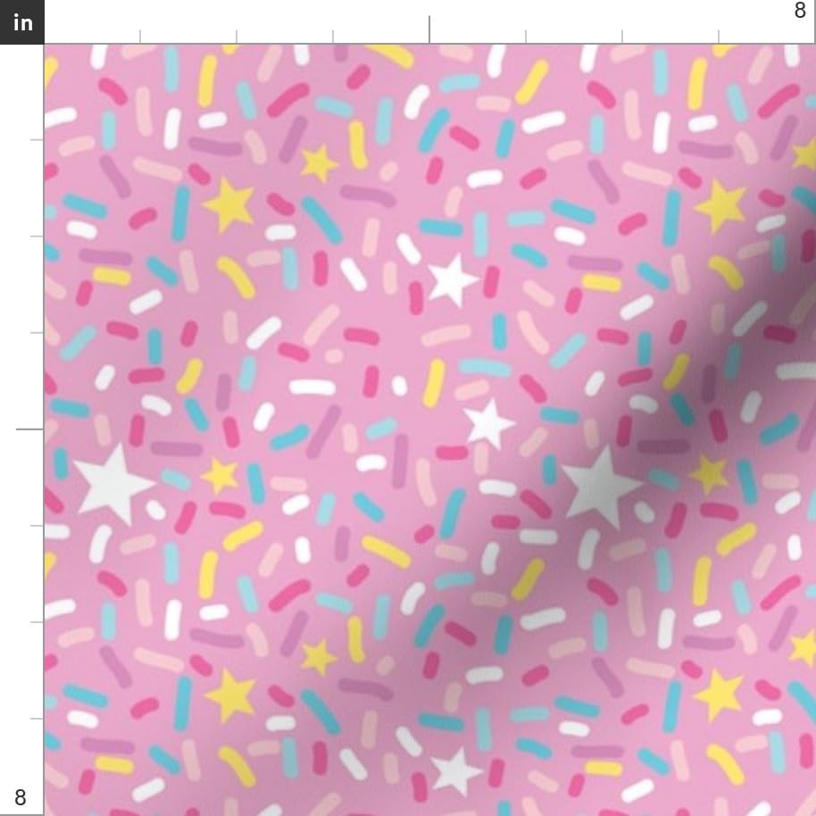Spoonflower Fabric - Sprinkles Ice Cream Stars Pink White Pastel Party Desert Donut Printed on Cotton Poplin Fabric by The Yard - Sewing Shirting Quilting Dresses Apparel Crafts