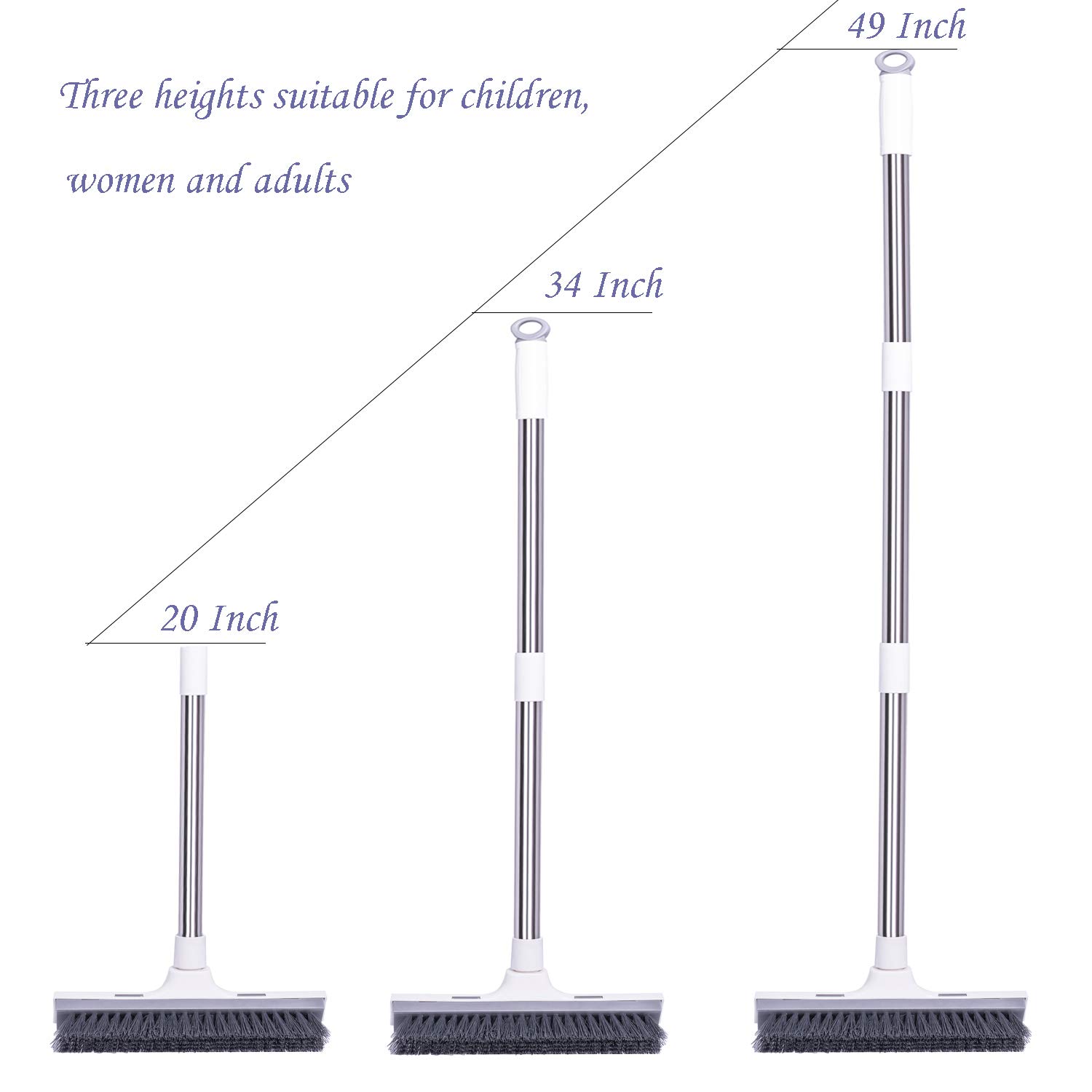 Yique 49 Inch Floor Scrub Brush with Long Handle, Shower Cleaning Brush, Large Deck Brushes for Scrubbing - Cleans Hot Tub, Swimming Pool, Bathroom, Patio, Kitchen, Wall, Deck, Boat, Tile and Concrete