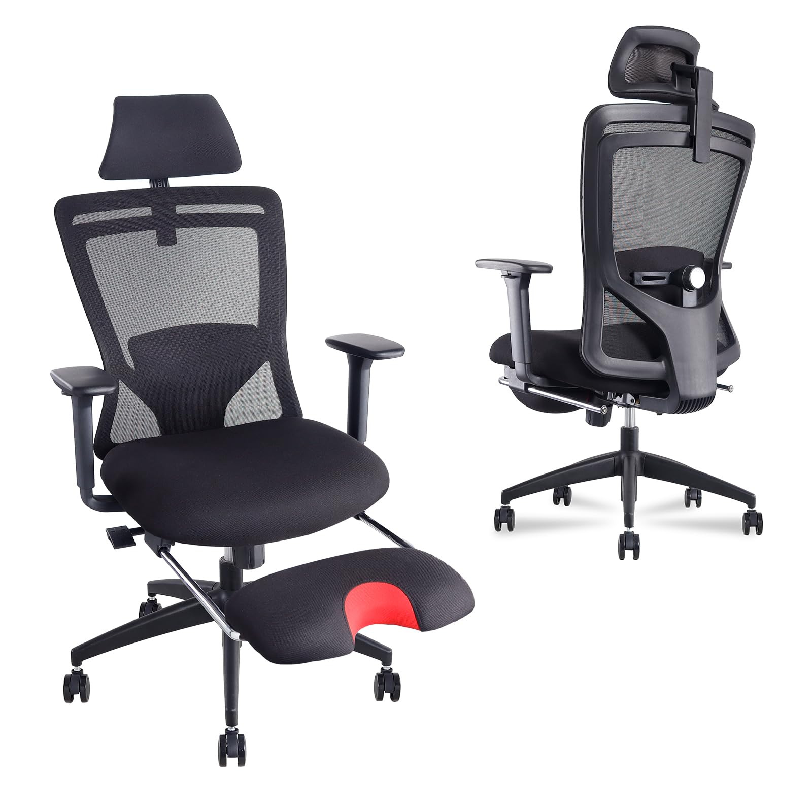 ZUERST Ergonomic Office Chair with Footrest Support- High Back Desk Chair with Adjustable 4D Lumbar Support, 5D Adiustable Headrest and Armrest, High Resilience Cushion-135°Rocking Mesh Computer Chair