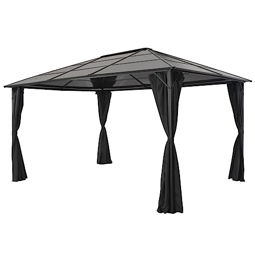 Tidyard Gazebo with Curtain Aluminum 13.1'x9.8'x8.5' Black for Patio Outdoor, Wedding, BBQ, Camping, Lawn