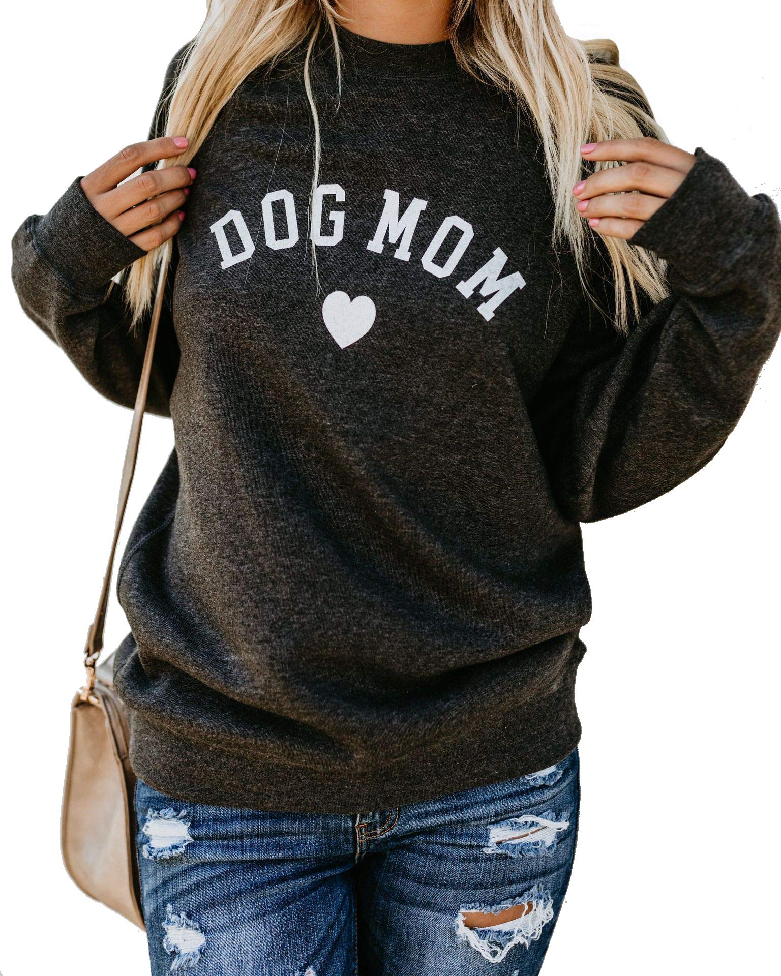 XLXZHYF Dog Mom Sweatshirt Dog Mama Shirt Pullover Dog Mom Sweater Long Sleeve Letter Print T Shirt Top,Red,XXL