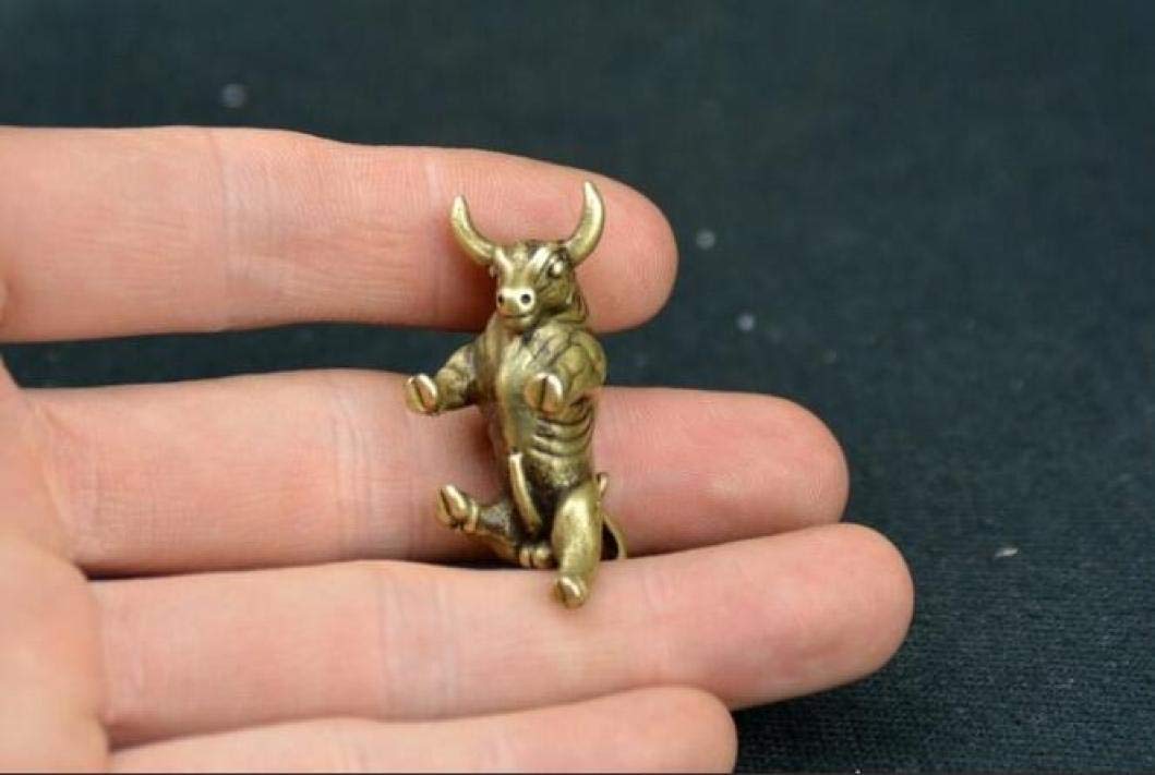 UKURO Wall Street Bull Small Statue Brass Animal Figurines Pendant Keychain Ornament Home Mini Decorations Gift