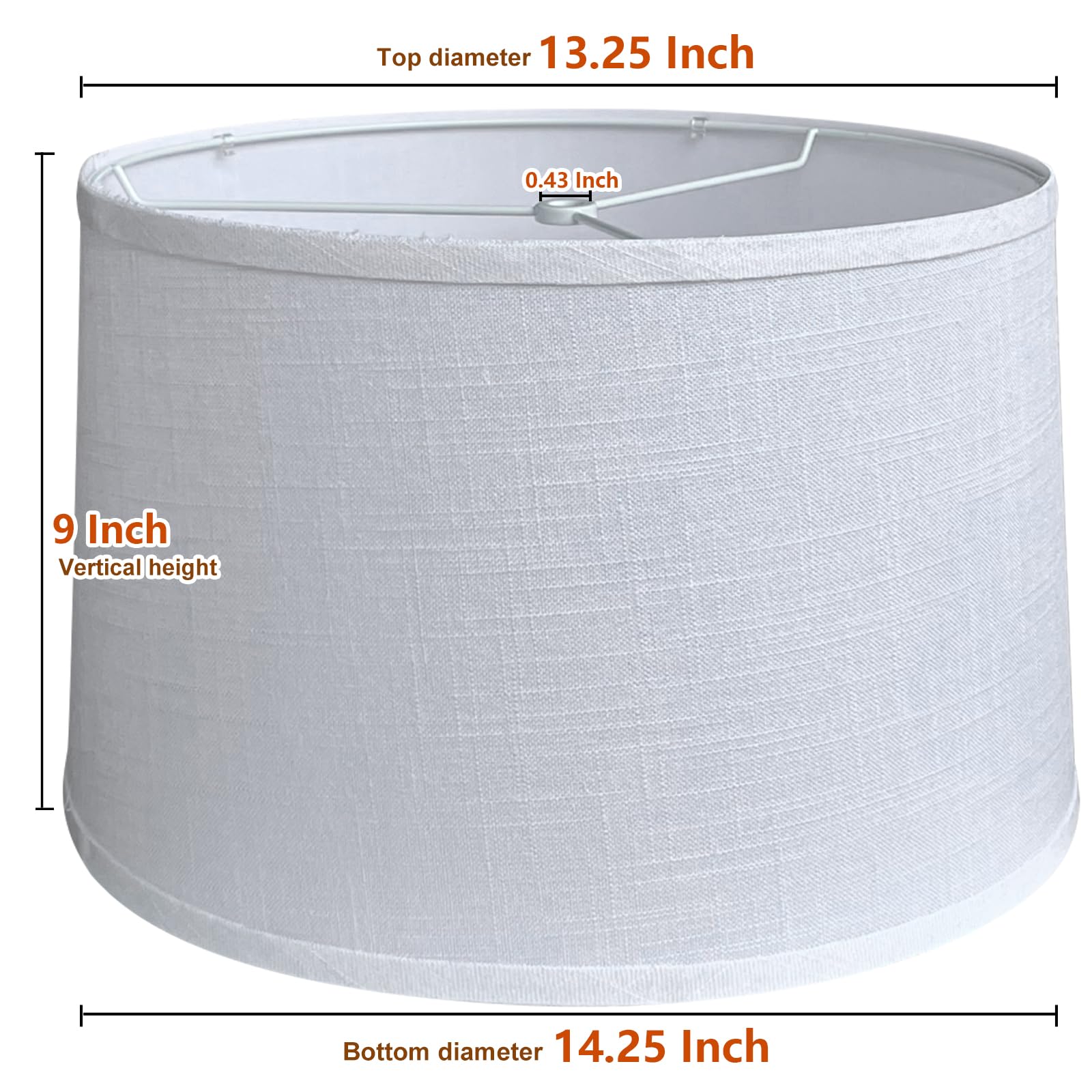 TOOTOO STAR Drum Lamp Shade 13.25" Top x 14.25" Bottom x 9" High (Spider) White Natural linen Medium Lamp shade for Chandeliers Floor Light and Table Lamp