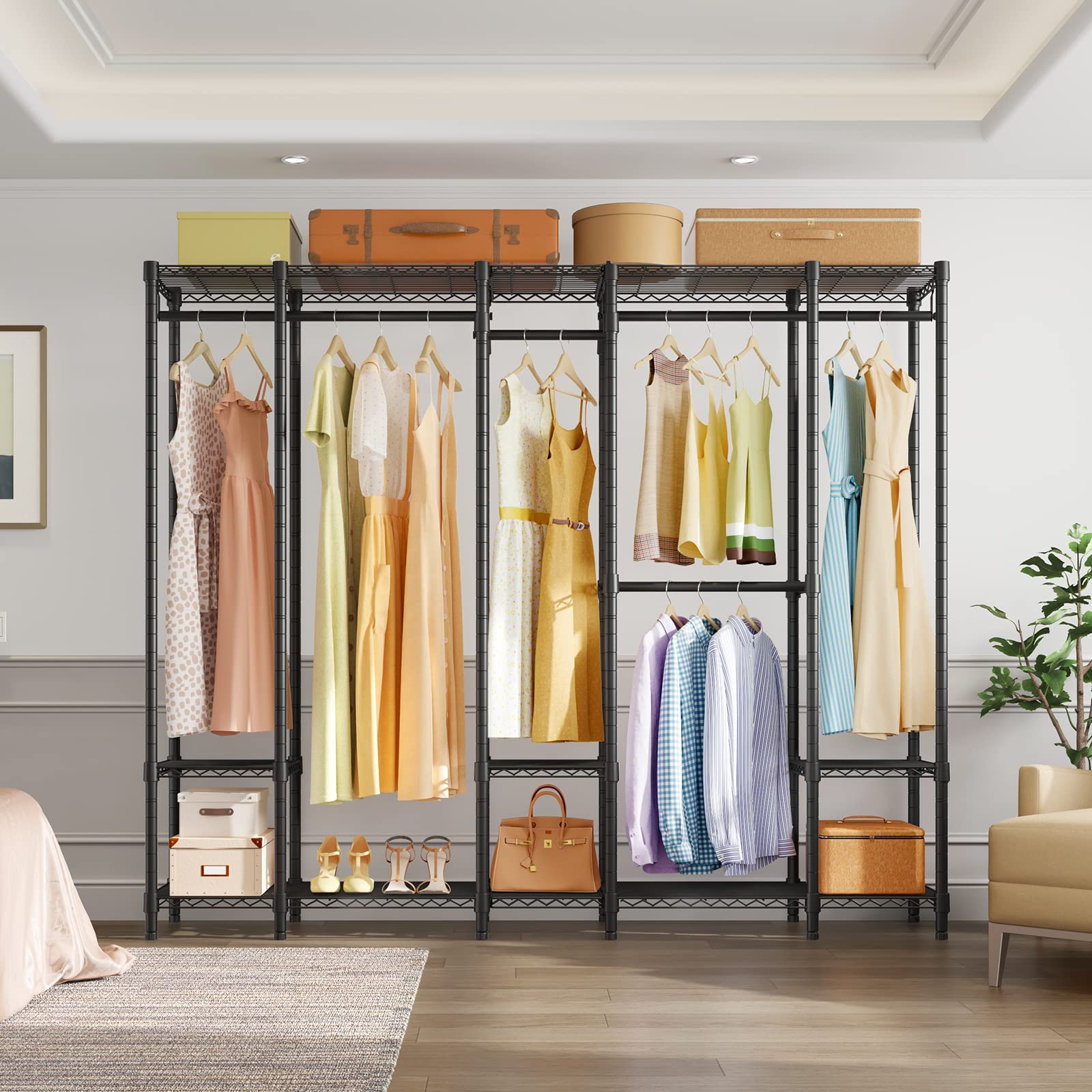 VIPEK V50i Bedroom Armoire Freestanding Closet Wardrobe, Portable Closet Rack, Heavy Duty Clothes Rack Multi-Functional Metal Clothing Rack for Hanging Clothes, Max Load 980lbs, Medium Size (White)