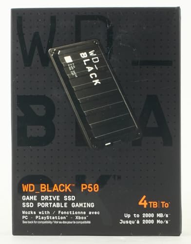 Western Digital 4TB P50 Game Drive SSD - Portable External Solid State Drive SSD, Compatible with Playstation, Xbox, PC, & Mac, Up to 2,000 MB/s - WDBA3S0040BBK-WESN