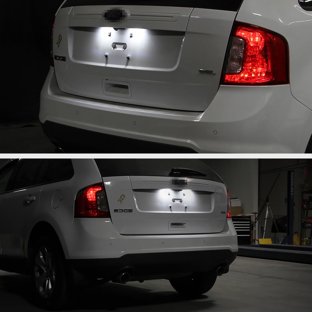VIPMOTOZ Full LED License Plate Light Tag Lamp Assembly Replacement Pair For Ford Escape Edge Mercury Mariner - 6000K Diamond White, 2-Piece Set