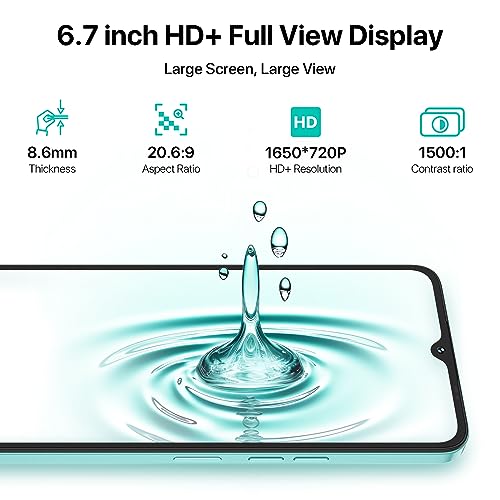 UMIDIGI A15 Cell Phones 16(8+8)G+256G, Android 13 Mobile Phone, 64MP Main Camera Octa Core Smartphone Unlocked 6.7β HD+ Full-View Waterdrop Screen, 5000mAh Battery 20W Fast Charging, 4G Dual SIM, NFC