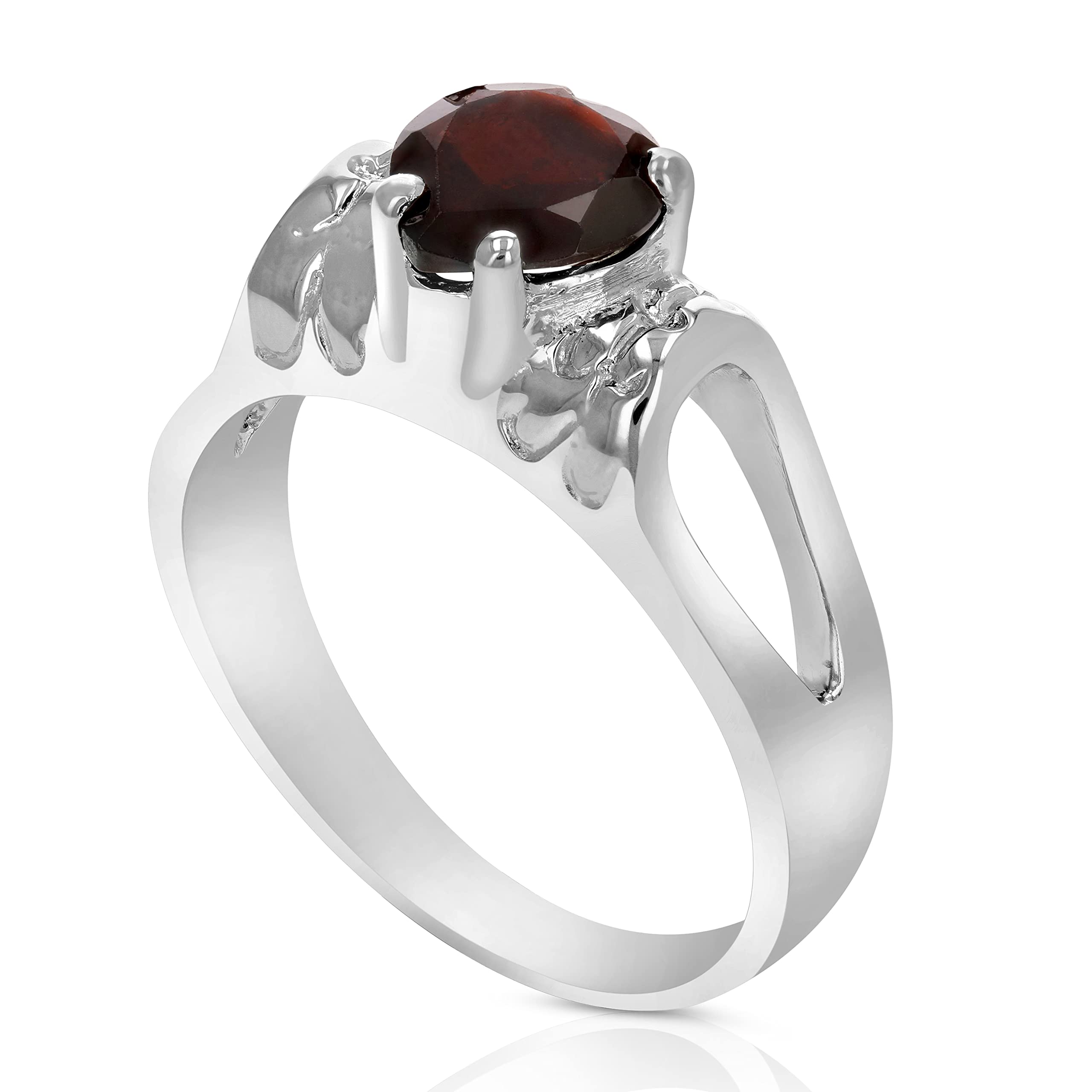 Vir Jewels 1 cttw Heart Shape Garnet Ring in .925 Sterling Silver with Rhodium Plating Size 9