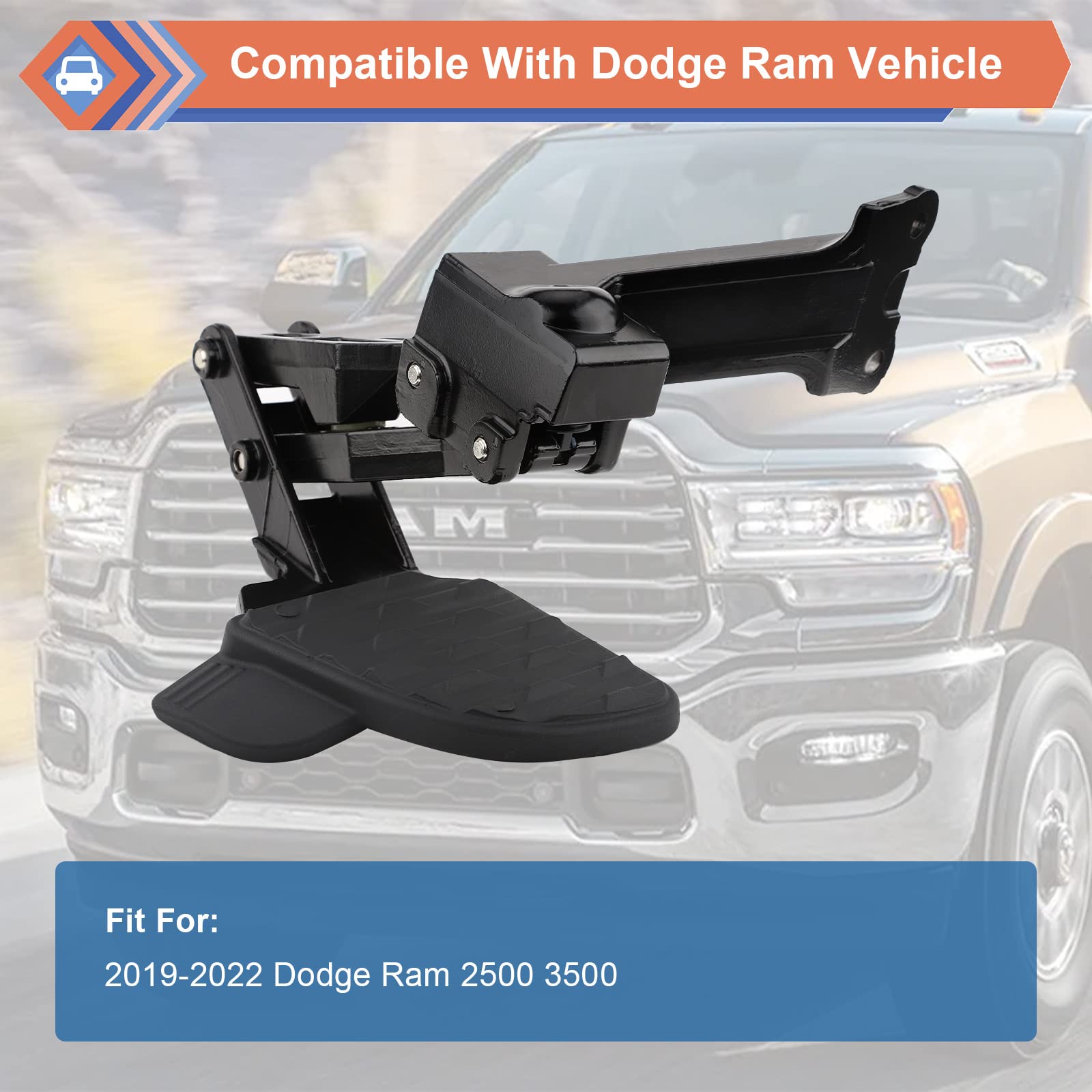 ZONFANT Rear Bed Step, Retractable Bumper Side Tailgate Step Compatible with 2019 2020 2021 2022 Dodge Ram 2500 3500, Replace#82215842AE 82215842AD 82215842AG 82215842AC 82215842AH
