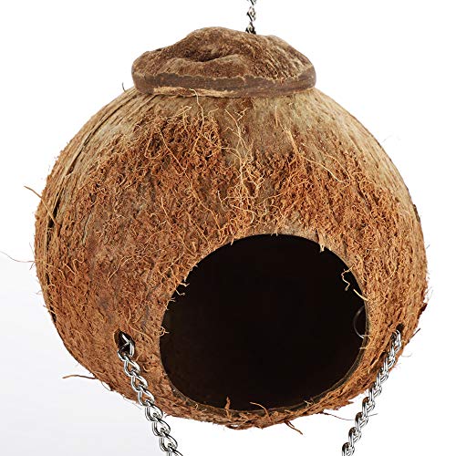 TOPINCN Birds Nest, Handmade Coconut Shell House with Climbing Ladder Pet Breeding Bird Cage Hanging Ornament for Budgie Parrots Hamsters Squirrels