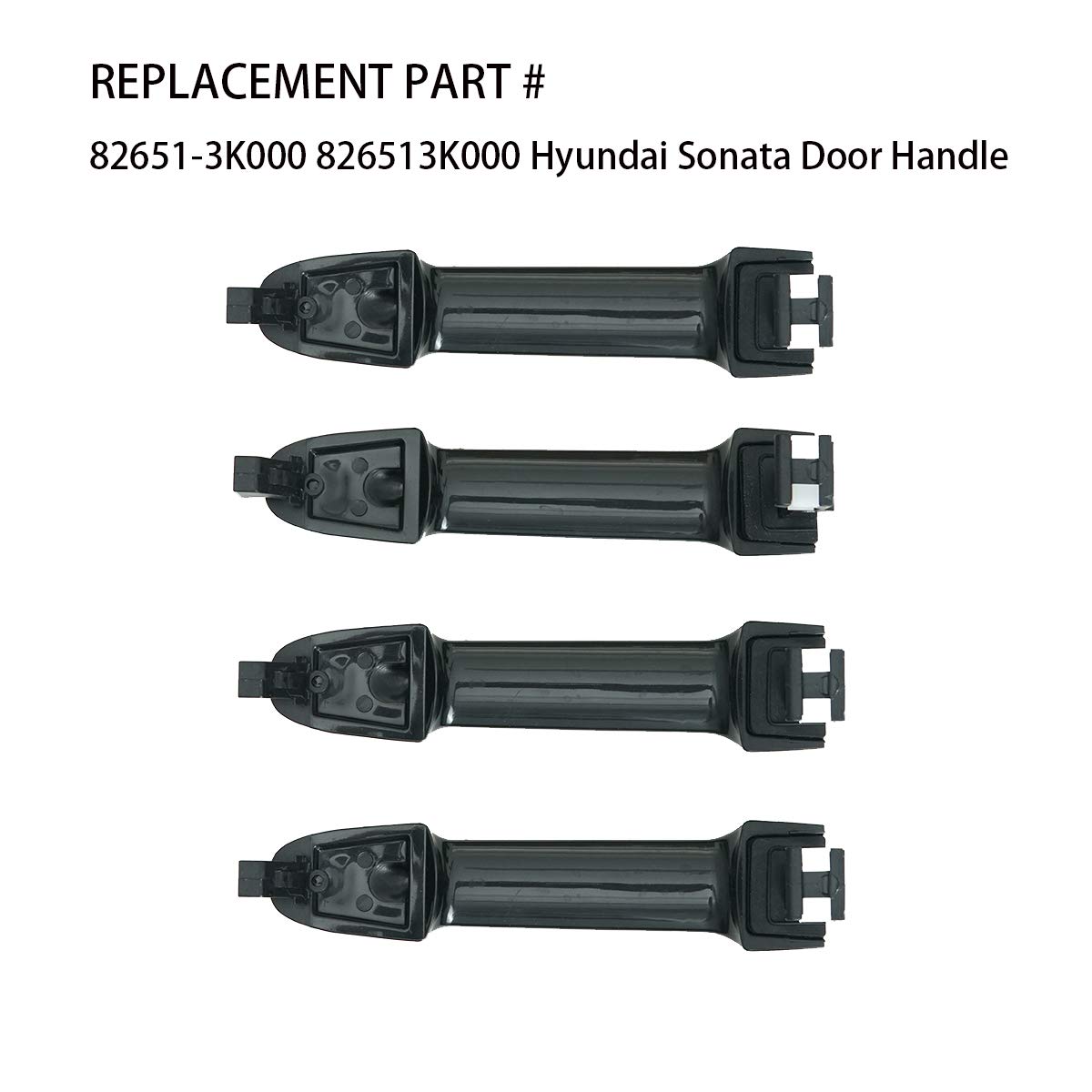YMHHefy Door Handle Compatible for Hyundai Sonata 2005 2006 2007 2008 2009 2010 82651-3K000 826513K000 Outside Exterior Black Front Driver Passenger Side Rear Left Right 4Pcs