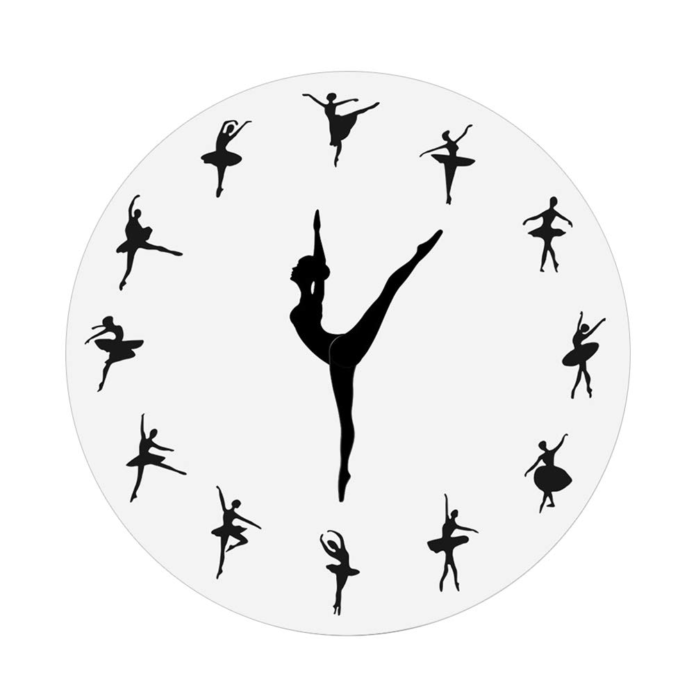 VOSAREA 1 Piece Charming Ballerina Wall Clock Large Clock Ballet Dancing Girl Needle Hand Needle Wall Watch Living Room Home Decor