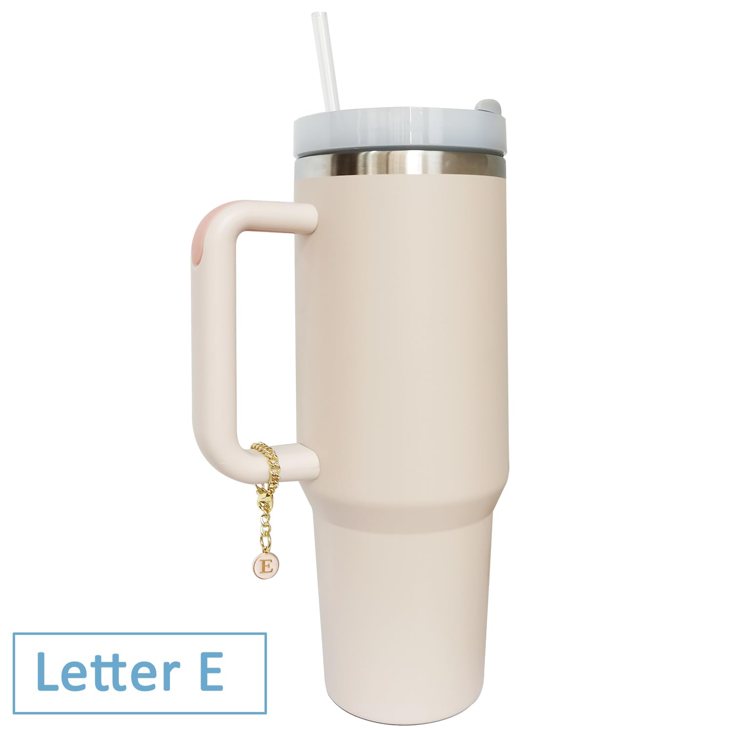 Wabogove Letter Charm Accessories for Stanley Cup 2PCS Initial Name ID Personalized Handle Charm for Stanley Tumbler (E)