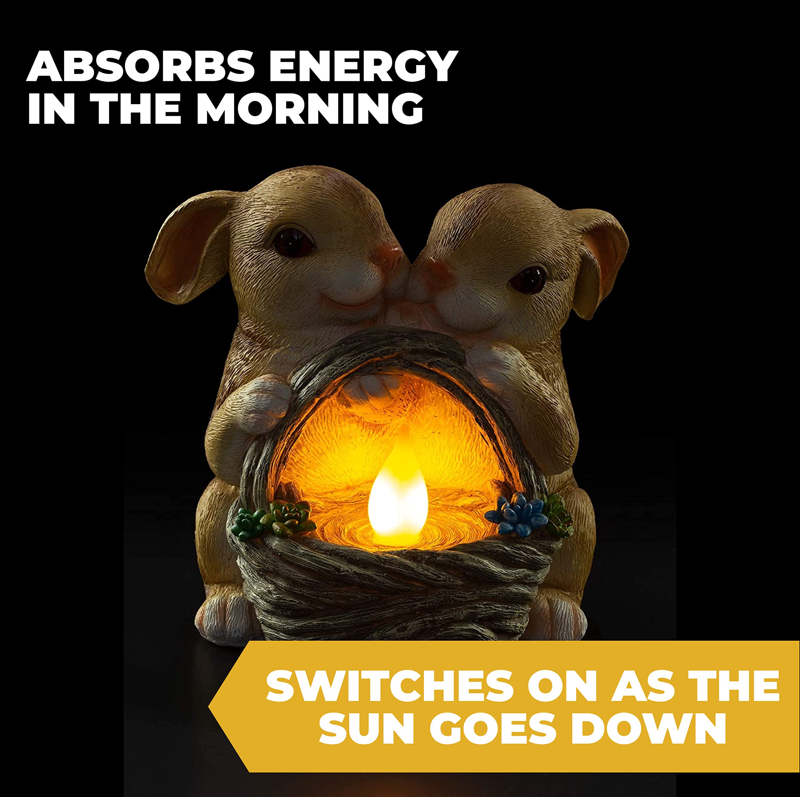VP Home Mom and Baby Rustic Owls Solar Powered LED Outdoor Decor Garden Light Owl Statue Solar Powered Garden Light for Outside Patio Lawn Ornament