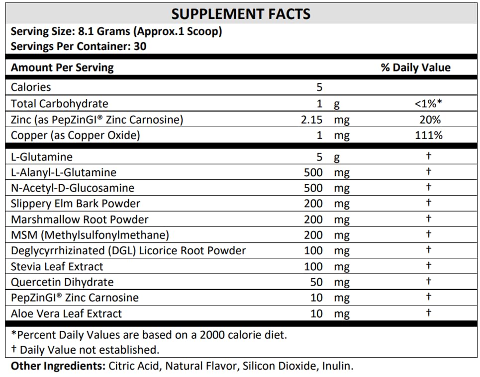 TERRA ORIGIN Healthy Gut Powder (Berry Flavor) |30-Servings with L-Glutamine, Zinc, Glucosamine, Slippery Elm Bark, Marshmallow Root and More!
