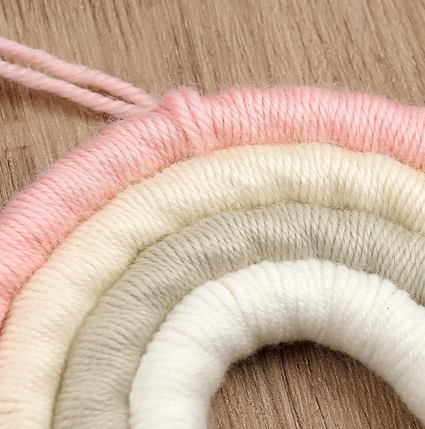YMVV Rainbow Macrame,Woven Boho Rainbow Wall Hanging with Tassels,Cute Wall Decor for Nursery,Suitable for Festival Ornaments Baby Shower Wedding Pink Rainbow Decor(5.5 x 0.5 x 5)