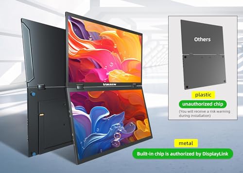 Virzen Triple Screen 15.6" Portable Foldable Monitor Dual Screen with VESA Extender 1080P FHD IPS for Laptop PC 360°Rotation Kickstand for Windows MAC OS Smartphone,PS5,Switch