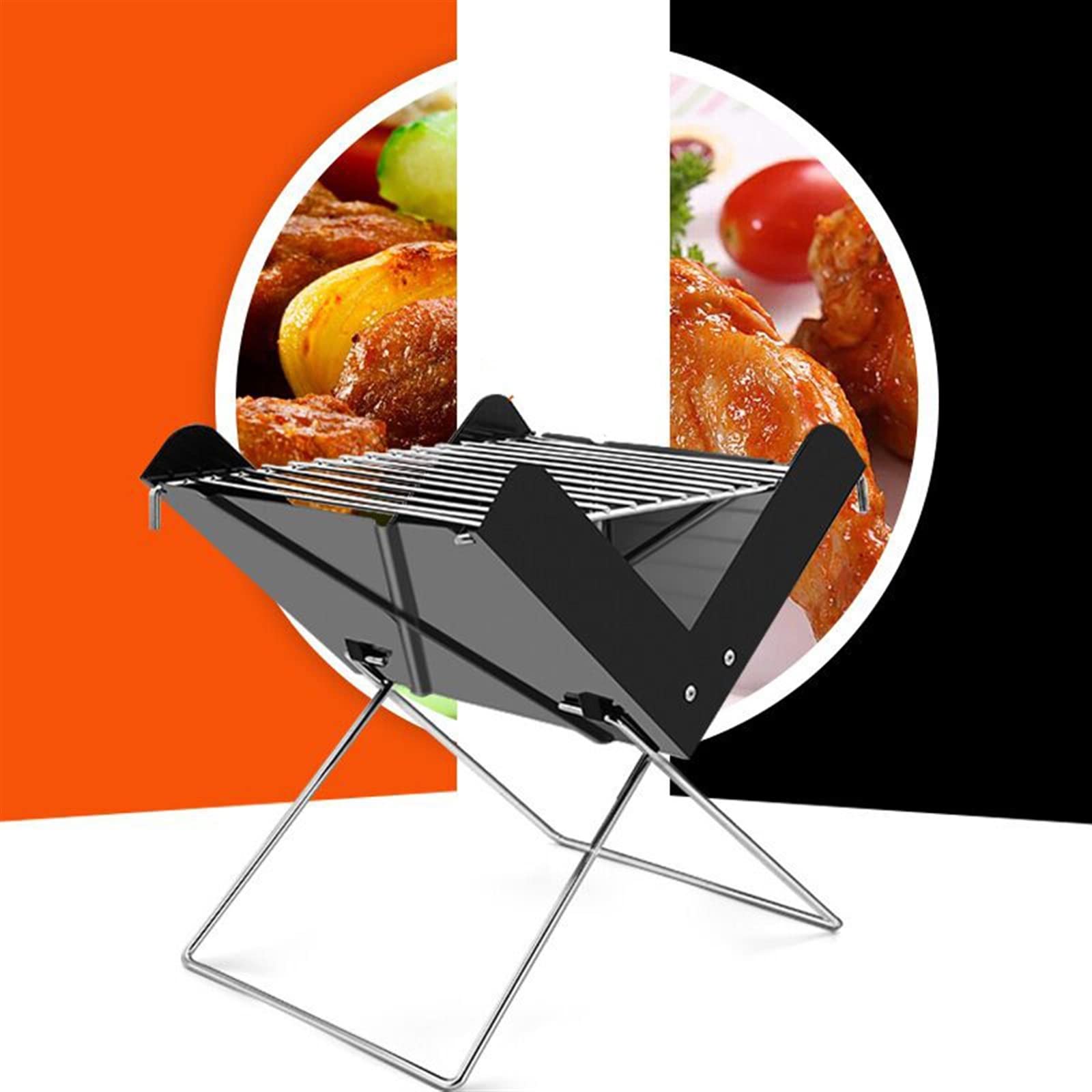 TAMYID Charcoal Grills, Portable Folding Mini Barbecue Grill Outdoor Double Charcoal Grill Camping Cooker BBQ Party Cooking Tools