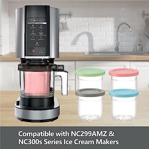 VRINO Creami Deluxe Pints, for Ninja Ice Cream Maker Pints, Ice Cream Pints Reusable,Leaf-Proof Compatible NC301 NC300 NC299AMZ Series Ice Cream Maker