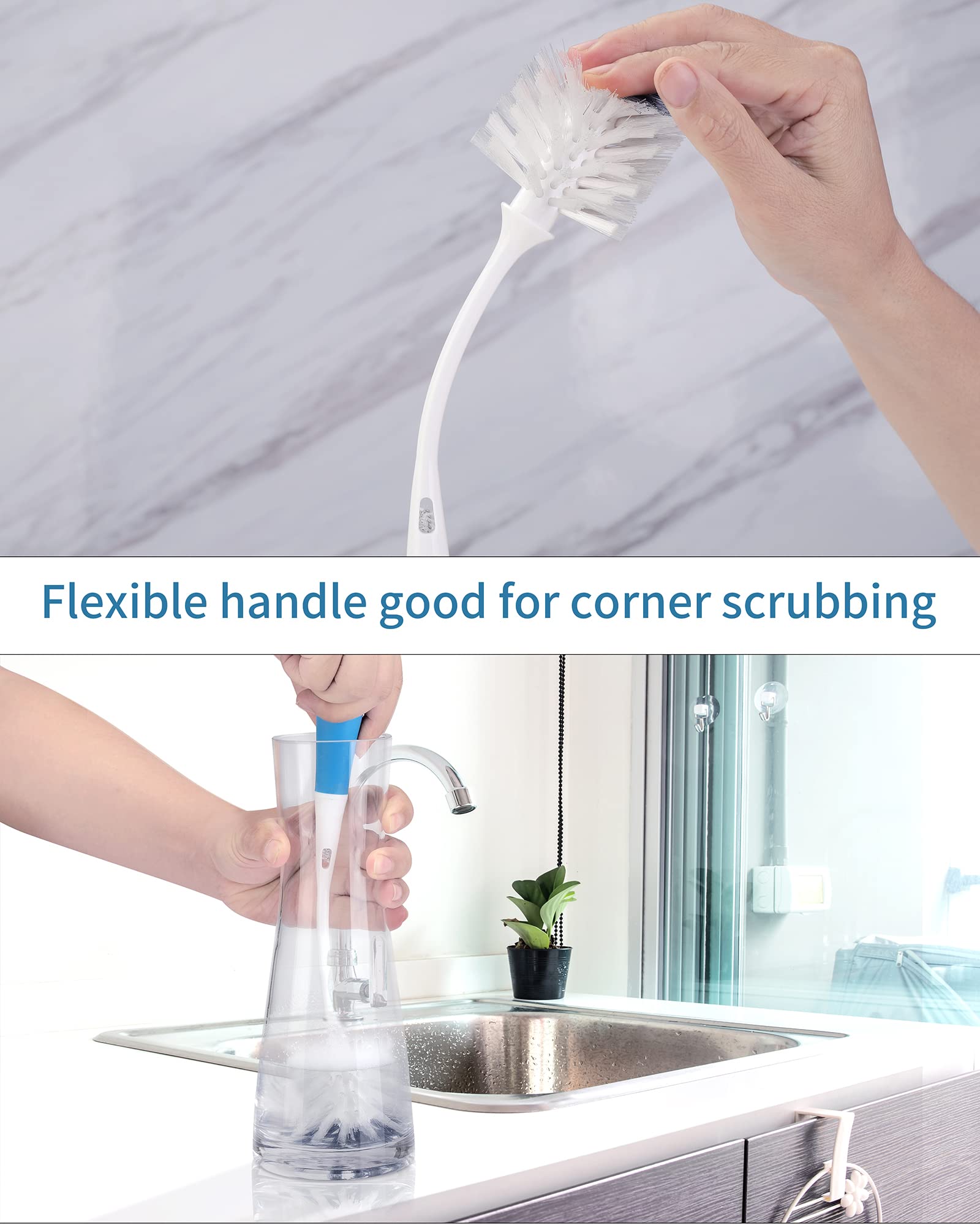 YeuDeuy Bottle Brush with Long Handle Water Bottle Cleaning Brush Durable Bristles for Water Bottles, Glasswares, Mugs, Baby Bottle, Blue 2pcs