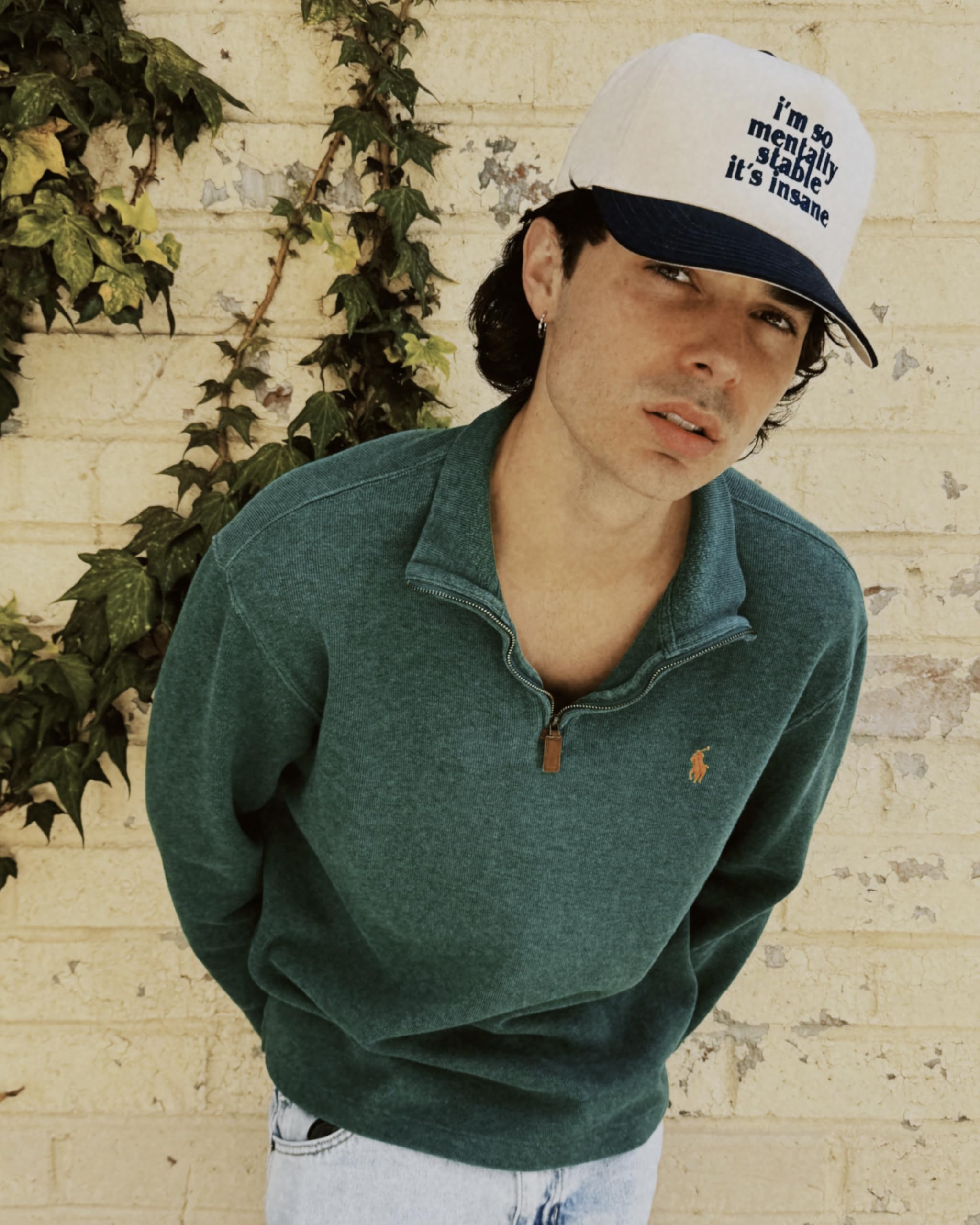 Visibly Toxic I'm So Mentally Stable It's Insane Hat, Funny Hat, Funny Gifts, Party Hat, Sports Baseball Cap, Casual Adjustable Size Tan/Blue