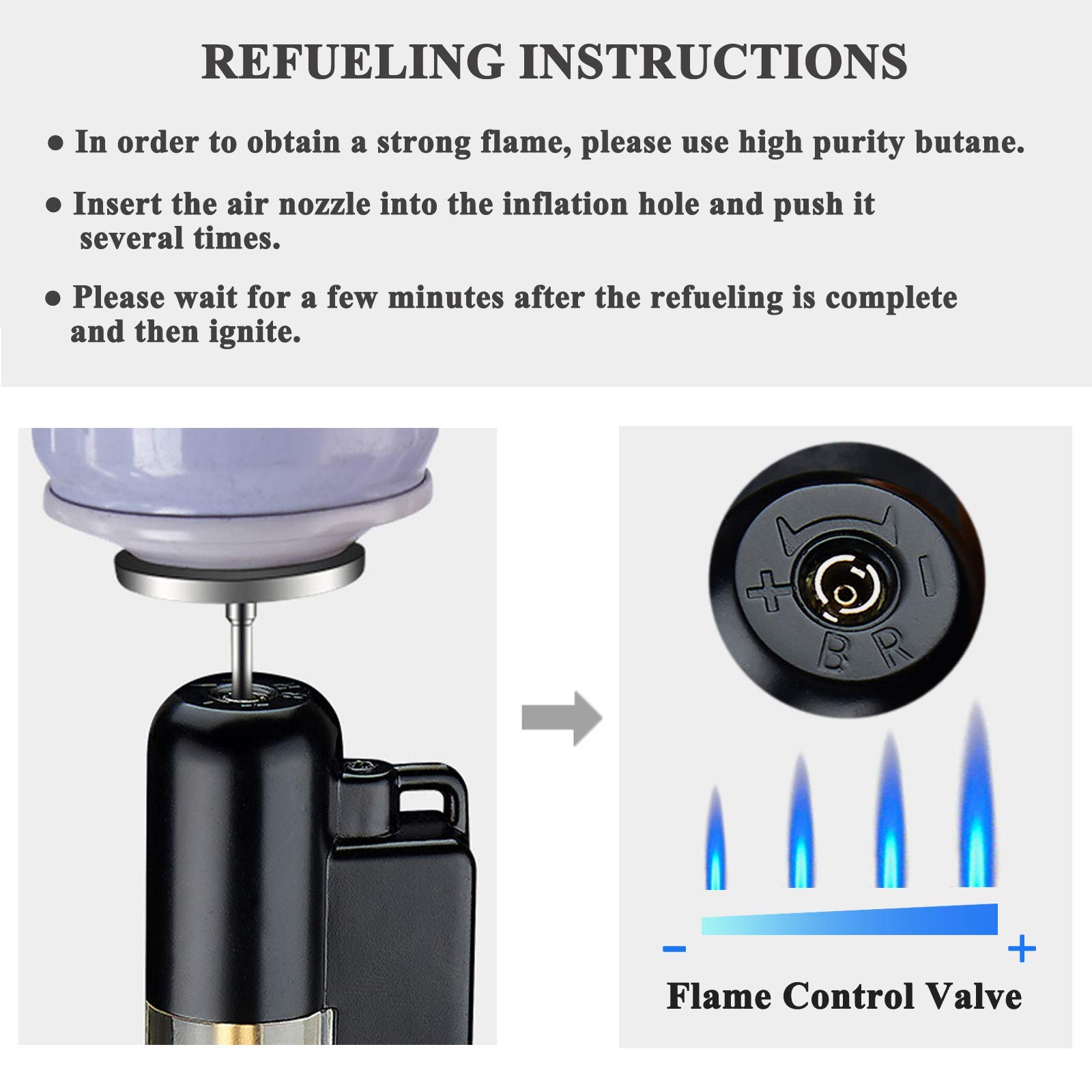 Torch Lighters,Windproof Lighter with Visible Window,Windproof Refillable Lighter,Adjustable Jet Flame,Used for Barbecue Kitchen Fireplace Candles etc,2 Pack(Gas not Included) (Black)