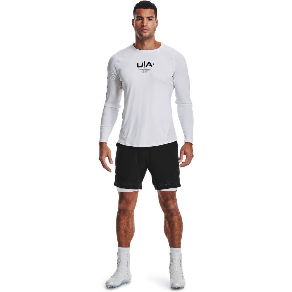 Under Armour Football 7v7 Shorts, White (100)/Black, X-Large