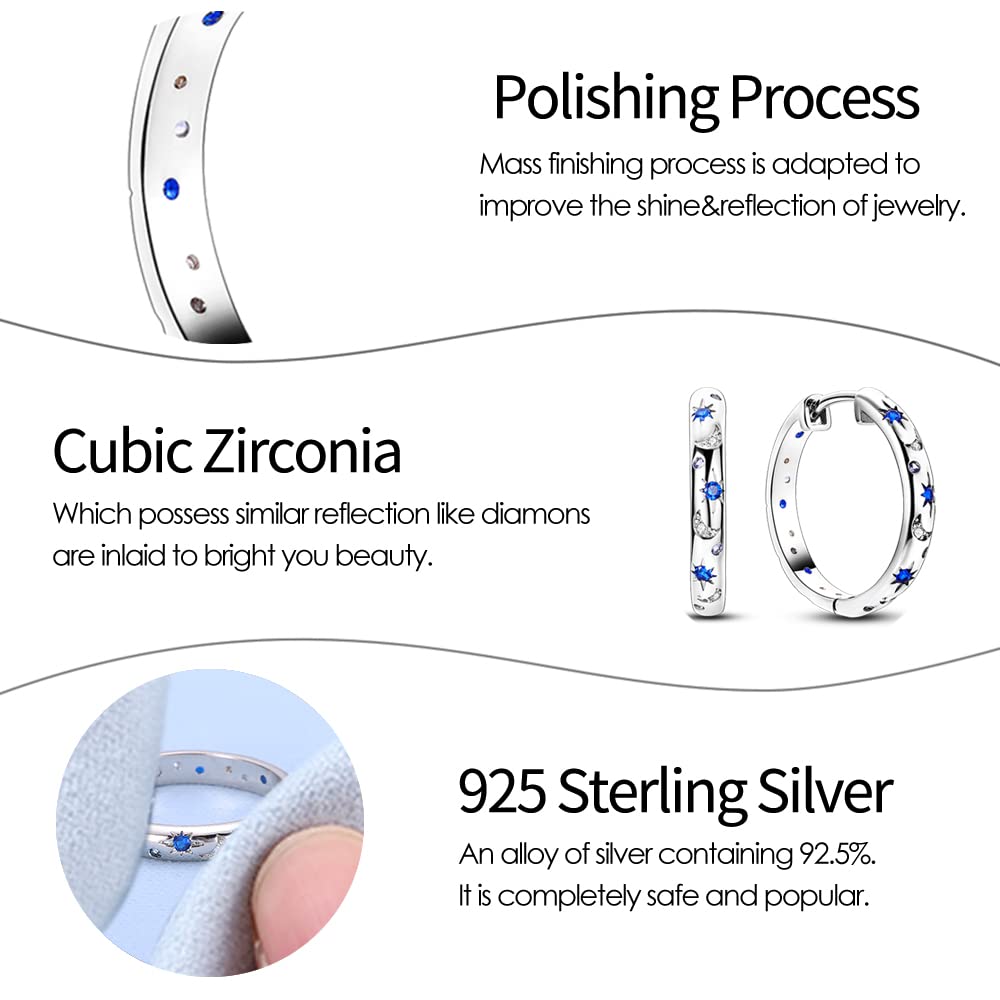 TINSLO 925 Sterling Silver Small Ring Type Personality Earrings, Hoop Huggie Earrings ，The best gift for ladies