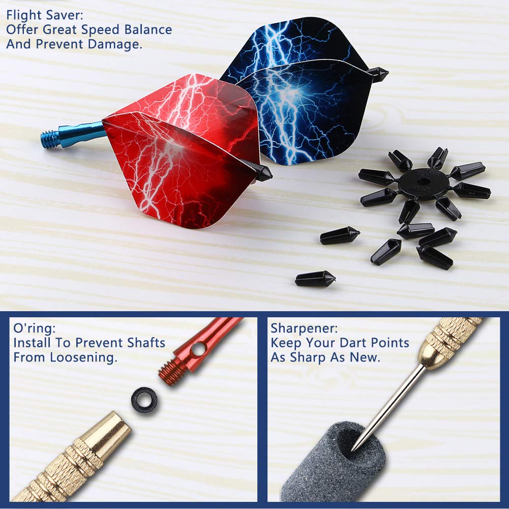 Tezoro Dart Accessories Kit Including Aluminum Dart shafts,Dart Flights, Flight Savers, Sharpener, O-Rings -Bulk Pack of 104 Pieces