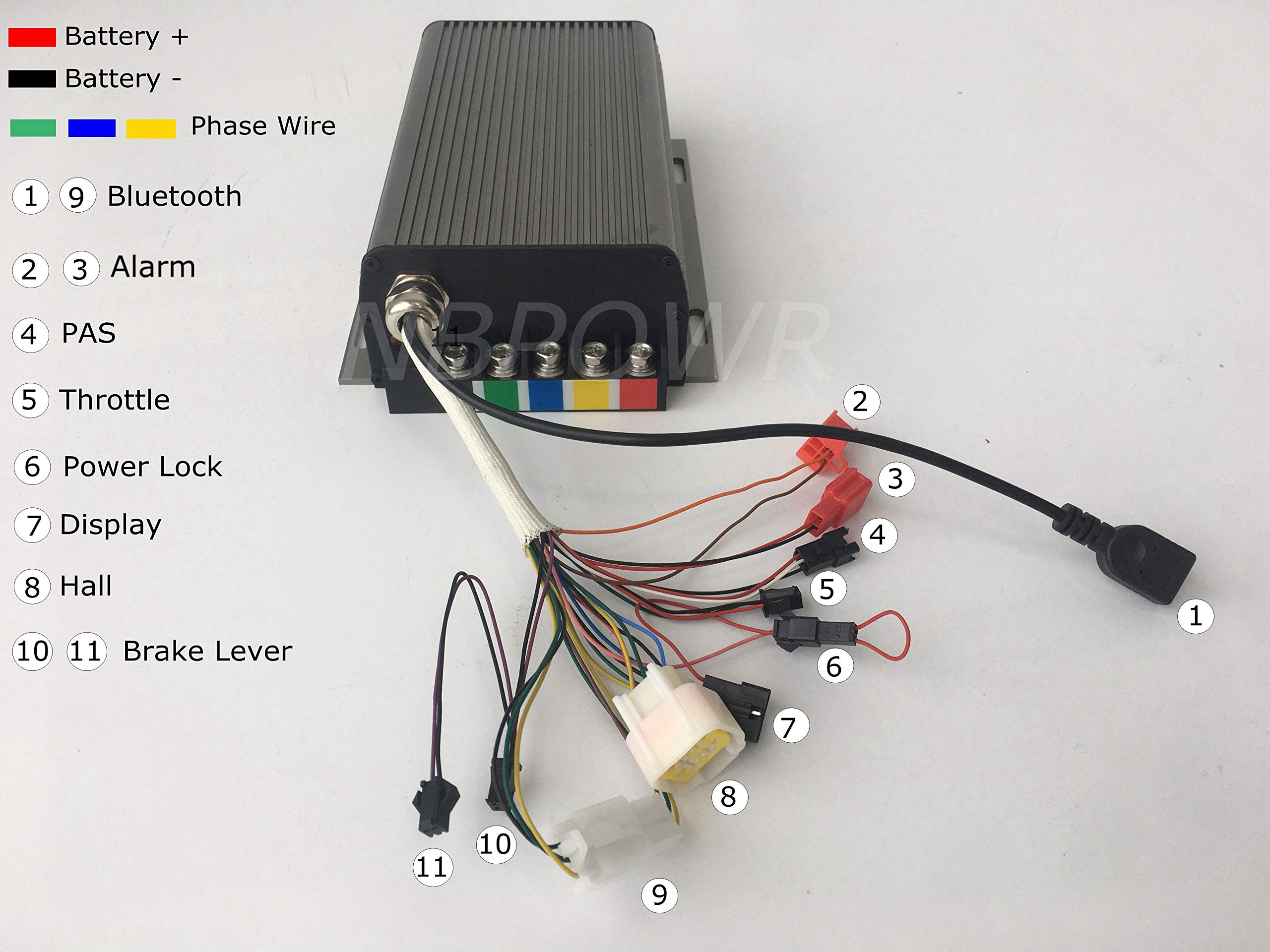 TFT Display 48V-72v 100A 5000w Electric Bike Controller sine Wave System Programmable Setting sabovton Controller