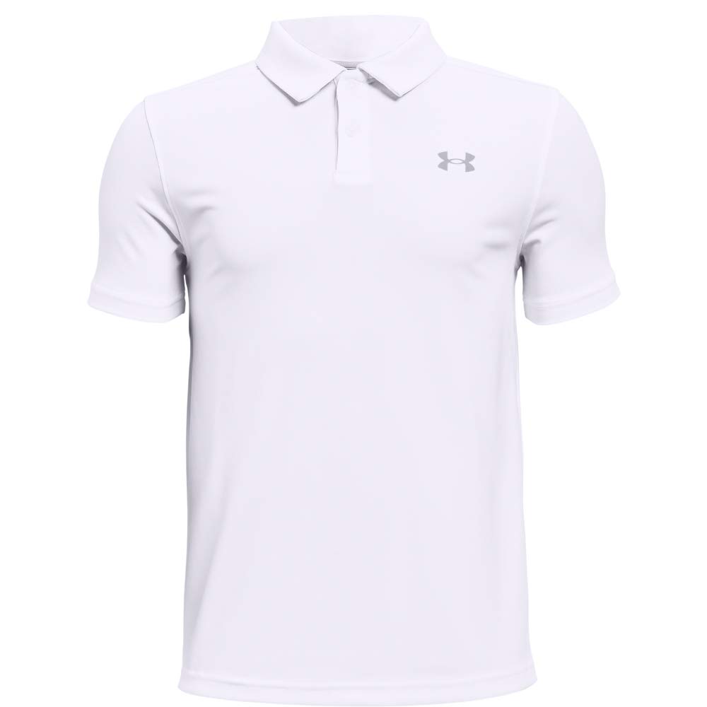 Under Armour boys Performance Golf Polo , White (100)/Mod Gray , Youth Medium