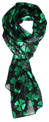 Ted and Jack - Luck of The Irish St. Patrick's Day Scarf in Black Shamrocks
