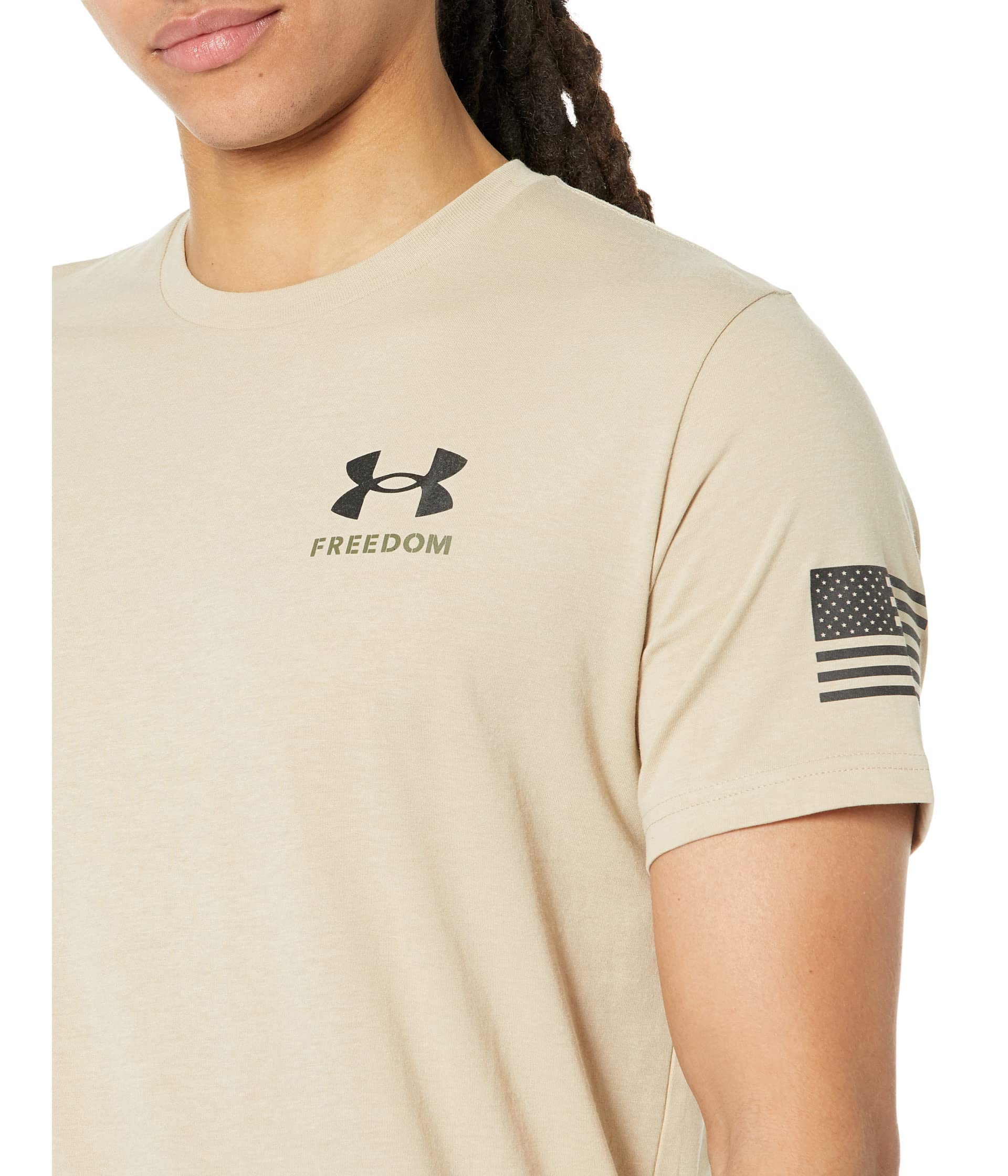 Under Armour Men's New Freedom Banner T-Shirt, Desert Sand (290)/Black, Large