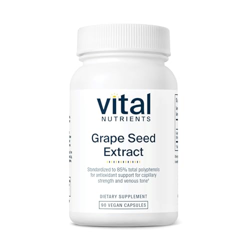 Vital Nutrients - Grape Seed Extract - Potent Antioxidant and Support for Vein Health - 90 Vegetarian Capsules per Bottle - 100 mg