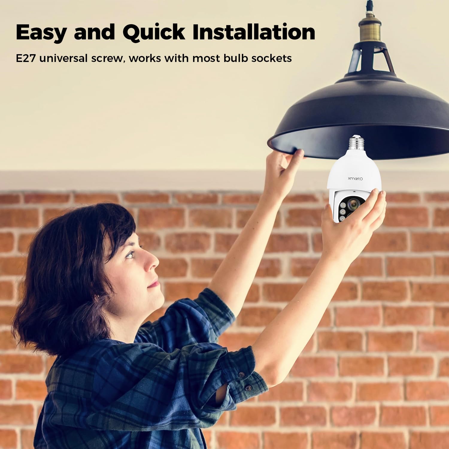 xmartO Dual-Lens 10X Zoom Light Bulb Security Camera System Wireless Outdoor with AI Auto Tracking Pan/Tilt/Zoom, 24/7 Auto-Following Monitor, E27 Power (4K 10CH 4-Camera Set)