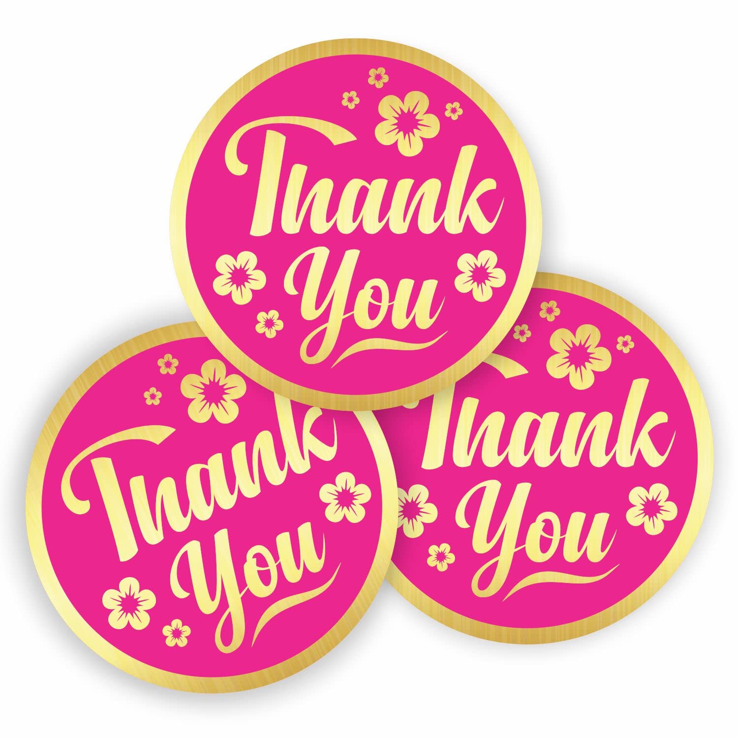 Thank You Stickers Seals Labels (Pack of 120) 2" Large Round Gold Foil Stamping for Cards Gift Envelopes Boxes - Magenta