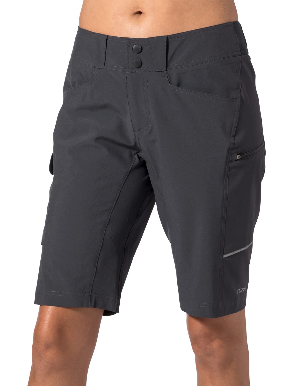 Terry Metro Short Lite - Womens Mountain Bike Cycling Short W/Removable Padded Liner - 11.5 Inch Inseam - Ebony, Large