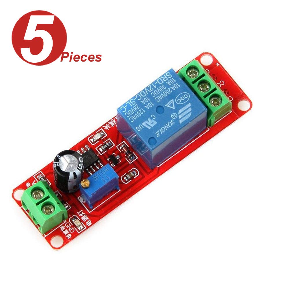 WINGONEER 5Pcs NE555 12V DC Adjustable 0-10 Second Timer Delay Relay Switch Module Shield for Arduino Raspberry Pi