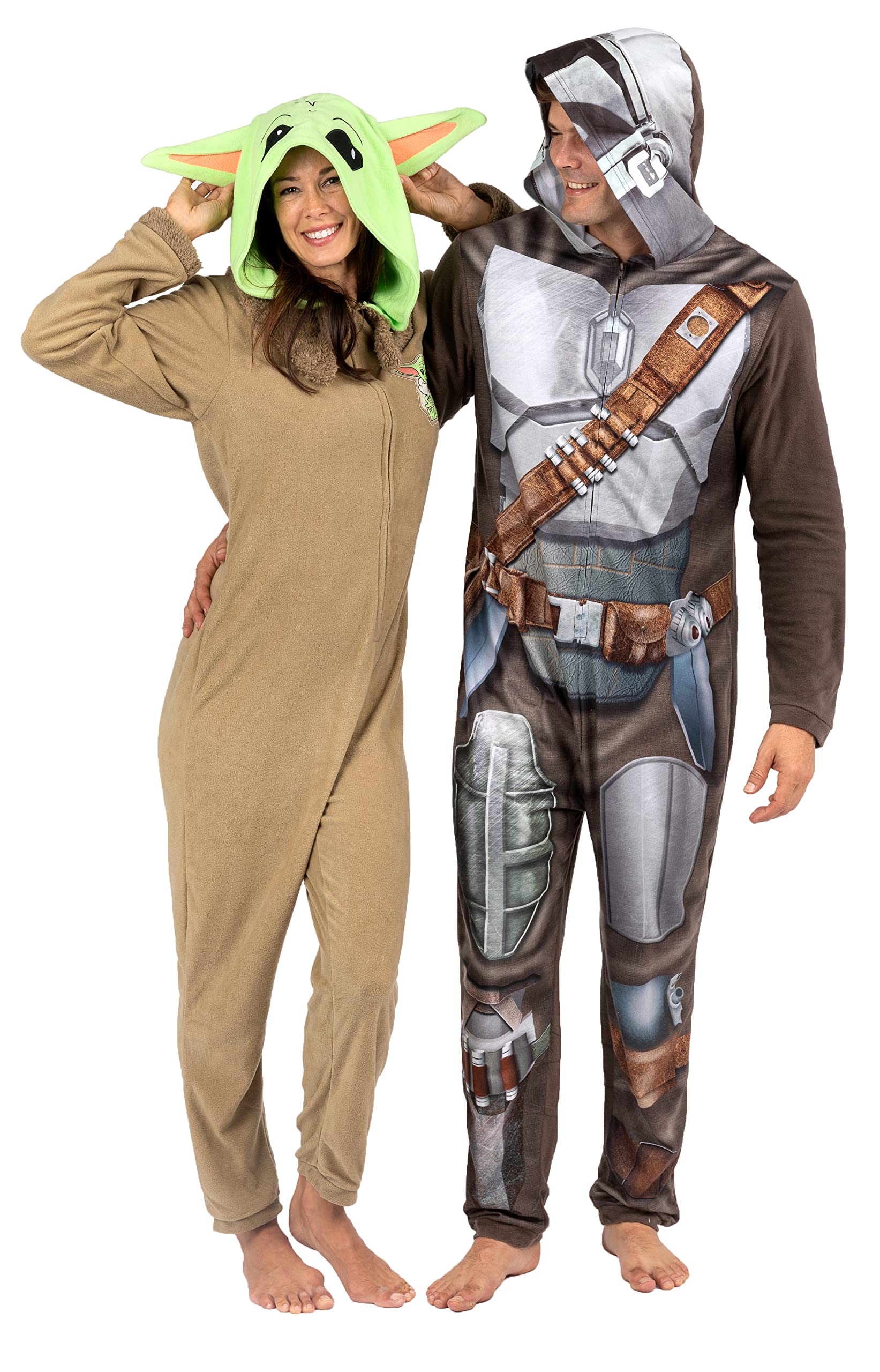 Star Wars Mandalorian and Grogu Men's Onesie Pajama Costume Union Suit, Mandalorian, Size Medium (UT043MBSM)